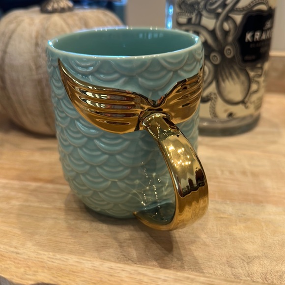 Dining | Sea Foam Green Mermaid Coffee Cup With Gold Handle | Poshmark